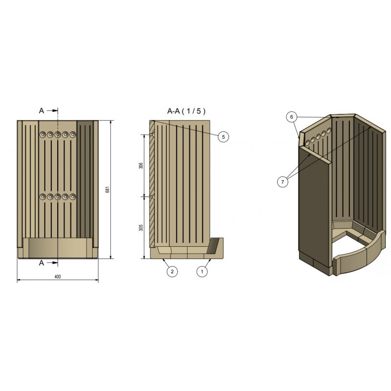 Terästakka PEDESTAL STOVE SELF CLOSING STOVE ORBIT Ø 150 7 KW - Kratki